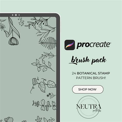 Botanical Stencil For Procreate Branch Brush Flower Vector Stamps
