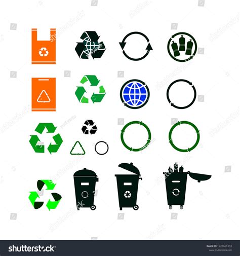 Recycle Icon Set Vector Eps10 Stock Vector Royalty Free 1928651303
