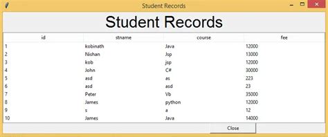 View Records Table Using Python Tkinter Mysql Tutusfunny