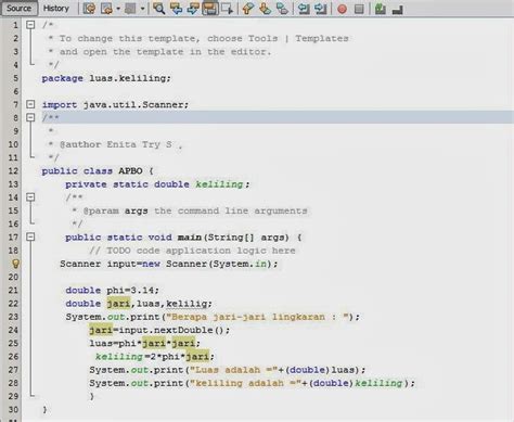 Enita Try Saadyah Program Menghitung Luas Dan Keliling Lingkaran