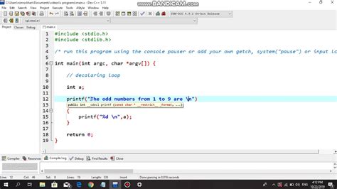 For Loop Odd Numbers C Programming Tutorial Youtube