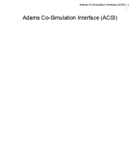 Pdf Adams Co Simulation Interface Acsi