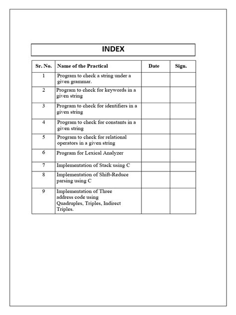 Compiler Design Practical File Pdf Computing Software Engineering