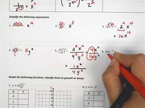 Algebra 1 Chapter 7 Final Exam Review Worksheets Library