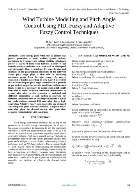 Pdf Wind Turbine Modelling And Pitch Angle Control Using Pid Dokumen Tips
