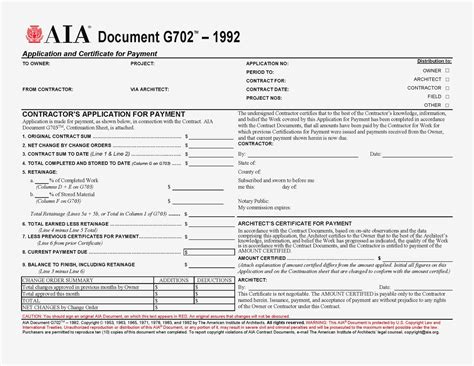 Aia G702 Excel Template A Comprehensive Guide For Creating Professional Invoices