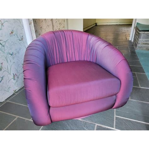 1980s Lazar Industries Plum Swivel Lounge Chair Sculptural Modern