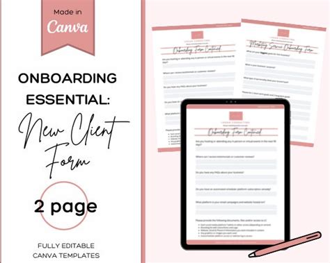Onboarding New Client Form Template For Your Marketing Etsy