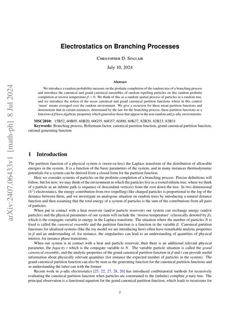 PDF Electrostatics On Branching Processes