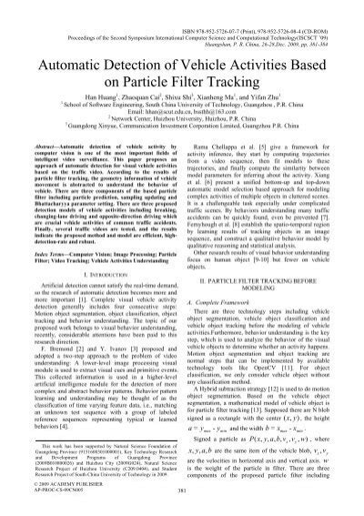 Automatic Detection Of Vehicle Activities Based On Particle Filter