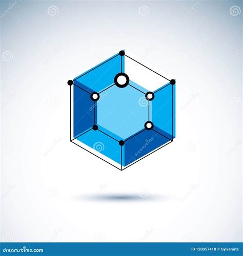 New Technology Symbol Abstract Geometric 3d Wireframe Object V Stock Vector Illustration Of