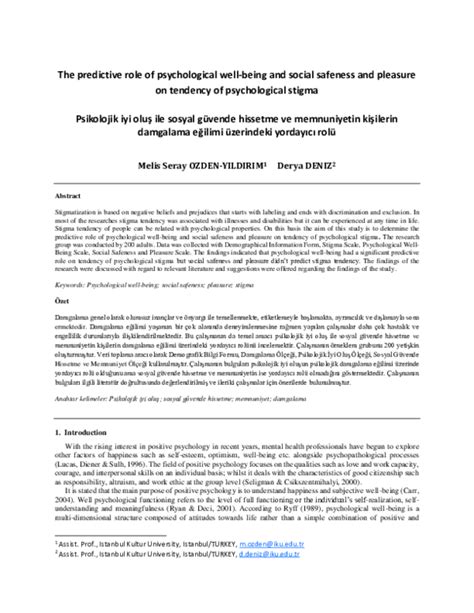Doc The Predictive Role Of Psychological Well Being And Social Safeness And Pleasure On