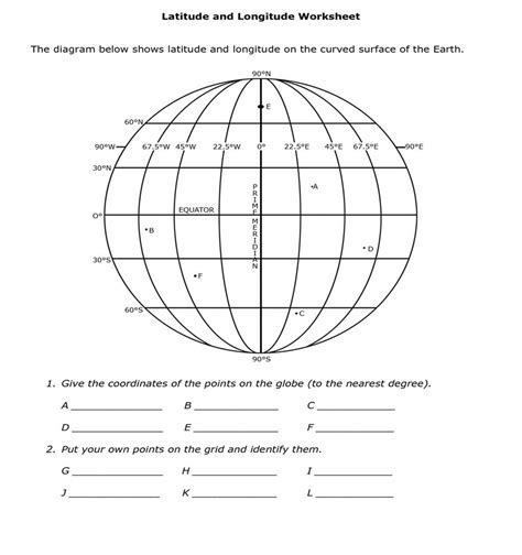 Solved Latitude And Longitude Worksheet The Diagram Below Shows Latitude 1 Answer