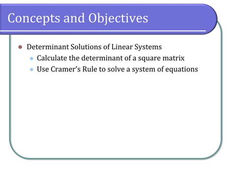 Determinant Solution Of Linear Systems PDF
