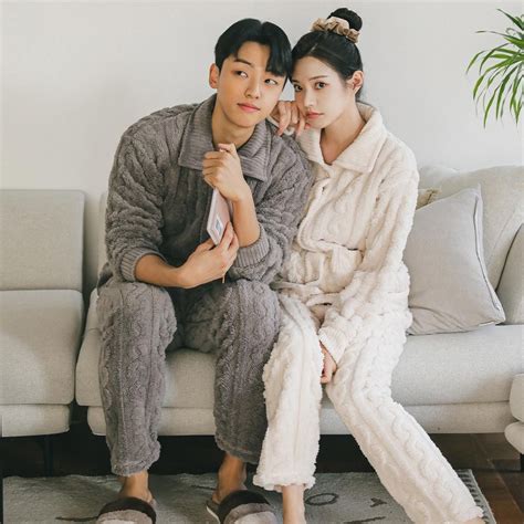 프리첼 겨울 커플 수면잠옷 파자마 투피스 4colors