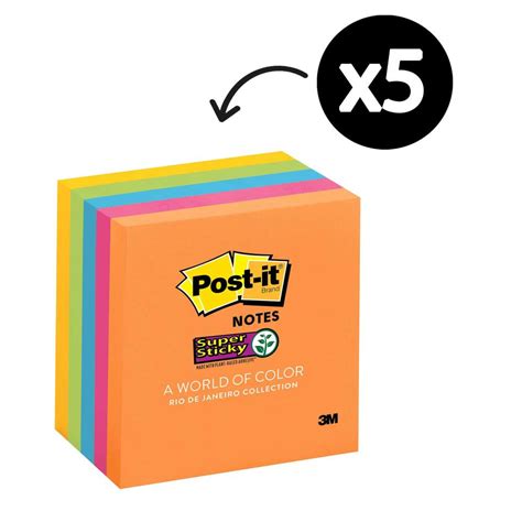 Post It Super Sticky Notes 76 X 76mm Rio De Janeiro Pack 5 Winc