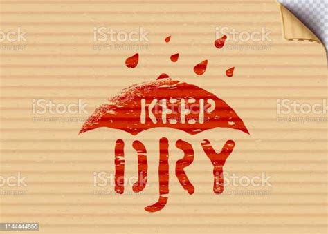 그런 지 물류 또는 화물에 대 한 골 판지 상자에 건조 기호를 유지 합니다 구부러진 판지 코너와 벡터 일러스트 레이 션 건조 기후에 대한 스톡 벡터 아트 및 기타 이미지