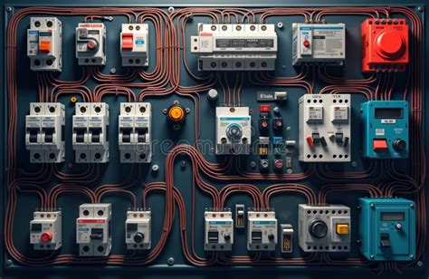 Detailed Close Up View Of Electrical Panel Multiple Electrical Components Connections Visible