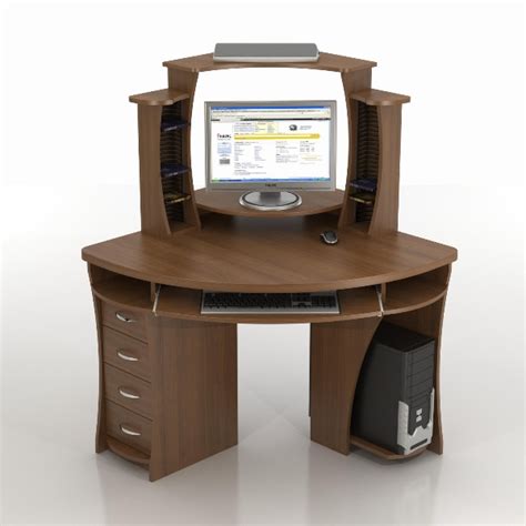 Угловой письменный стол с полками и ящиками, с надстройкой и шкафчиками ...