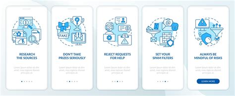 Cybersecurity Tips Blue Onboarding Mobile App Screen Walkthrough 5 Steps Editable Graphic