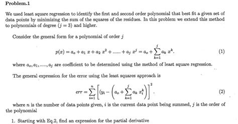 Problem 1 We Used Least Square Regression To Identify