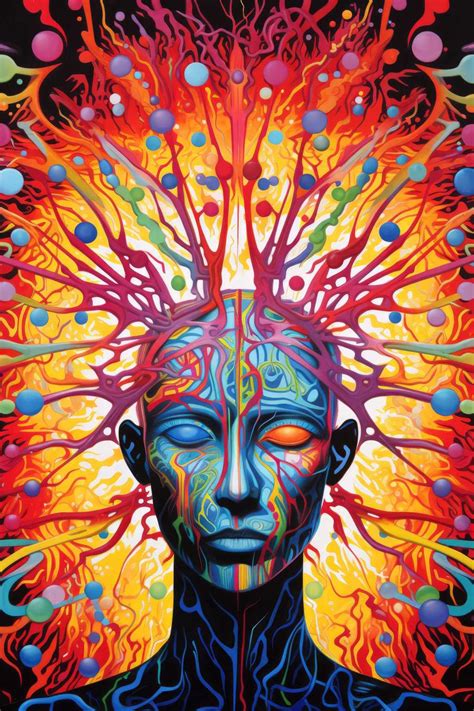 Abstract Psychedelic Visualization Of Brain Connections In Mind Free Ai Image By Picjumbo