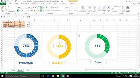 Progress Circle Charts By Using Doughnuts In Ms Excel Tamil Youtube