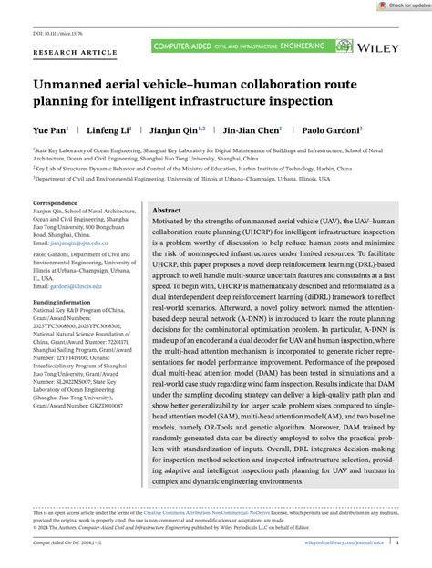 Pdf Unmanned Aerial Vehicle Human Collaboration Route Planning For Intelligent Infrastructure