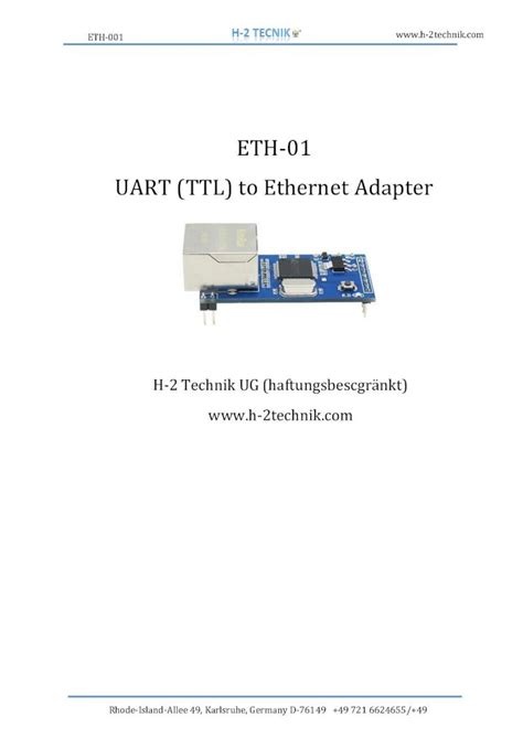 Pdf Eth 01 Uart Ttl To Ethernet Adapter H2technikcfg Pin Is