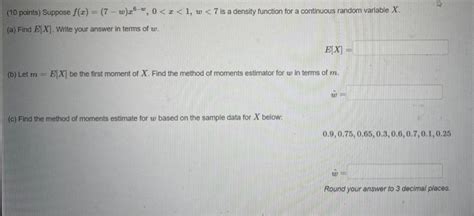 Solved 10 Points Suppose F X 7w X6w 0 Chegg Com
