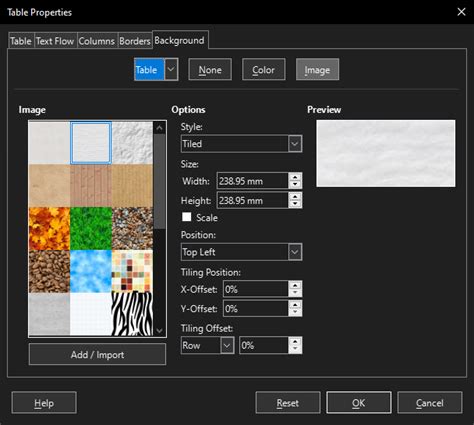 Write Direct Table Background — Ooo Development Tools 0 50 0 Documentation