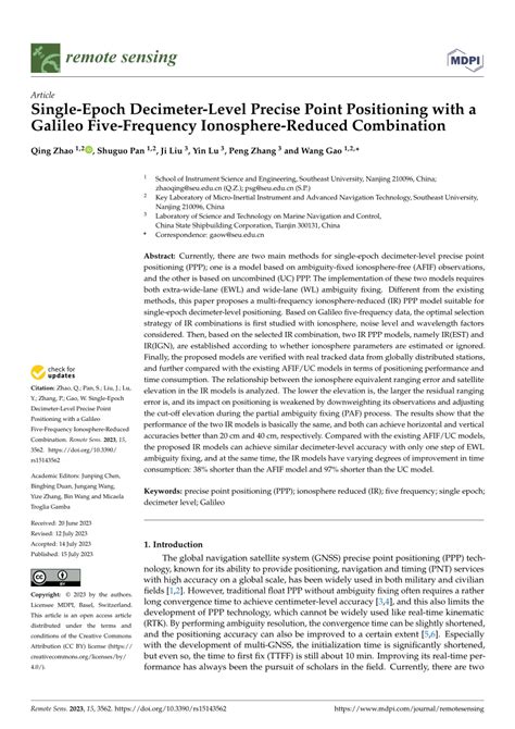 Pdf Single Epoch Decimeter Level Precise Point Positioning With A Galileo Five Frequency