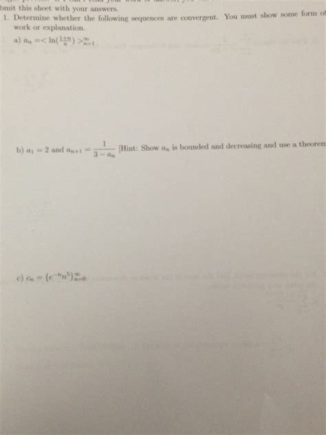 Solved Determine Whether The Following Sequences Are