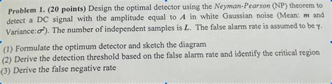 Solved Problem Points Design The Optimal Detector Chegg