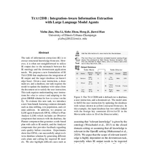 Text2db Integration Aware Information Extraction With Large Language Model Agents Acl Anthology