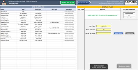 Excel Automatic Org Chart Generator