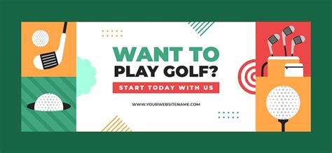 평면 디자인 골프 클럽 배너 서식 파일 무료 벡터