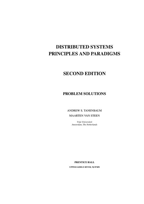 Solved Problems For Distributed System Principles And Paradigms Tanenbaum DISTRIBUTED
