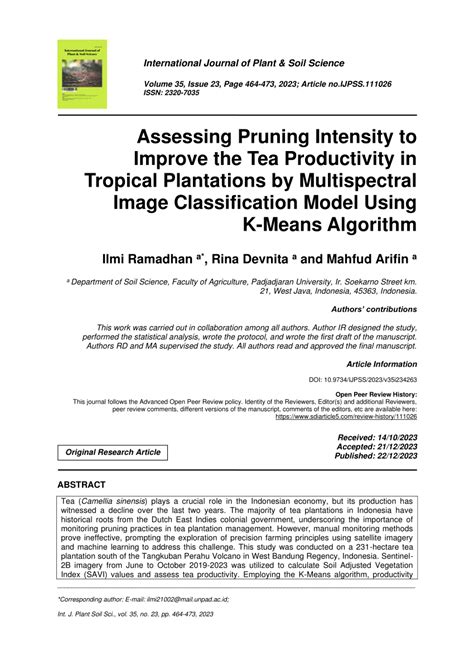 Pdf Assessing Pruning Intensity To Improve The Tea Productivity In Tropical Plantations By