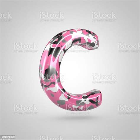 흰색 배경에 고립 된 분홍색 회색 검은색과 흰색 위장 패턴 문자 C 대 위장 0명에 대한 스톡 사진 및 기타 이미지 0명 3차원 형태 검은색 Istock