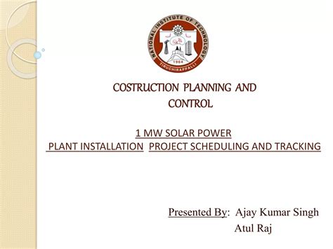 1 Mw Solar Power Plant Project Scheduling And Tracking Pptx