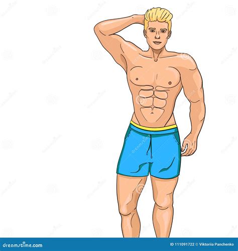 Sex Symbol Del Hombre En La Playa Objeto Del Vector En Un Fondo Blanco