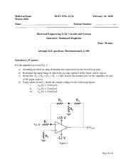 Midterm 2020 Model Answer Pdf Midterm Exam Winter 2020 ELEC ENG 2CJ4 Name February 26 2020