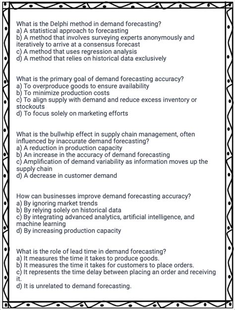 Demand Forecasting Multiple Choice Quiz Teaching Resources