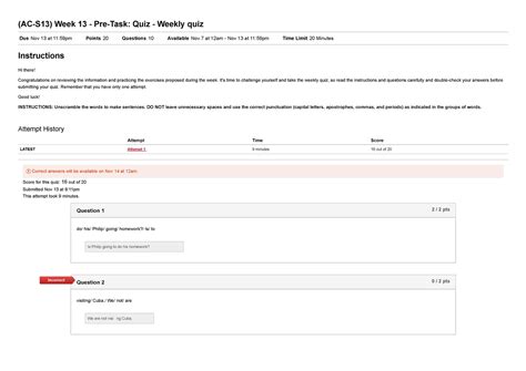 AC S13 Week 13 Pre Task Quiz Weekly Quiz Ingles IV 382746 AC S13 Week 13 Pre Task