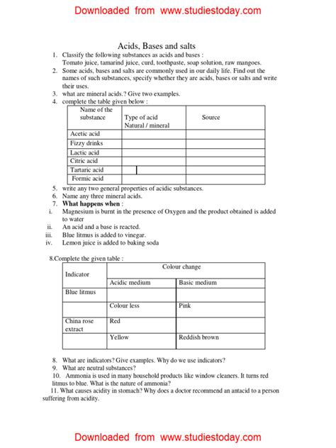 Cbse Class 7 Science Acids Bases And Salts Pdf
