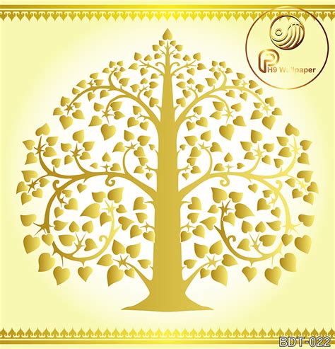 วอลเปเปอร์ภาพพิมพ์ ต้นโพธิ์พื้นขาวทอง แต่งห้องพระ วัด สปา