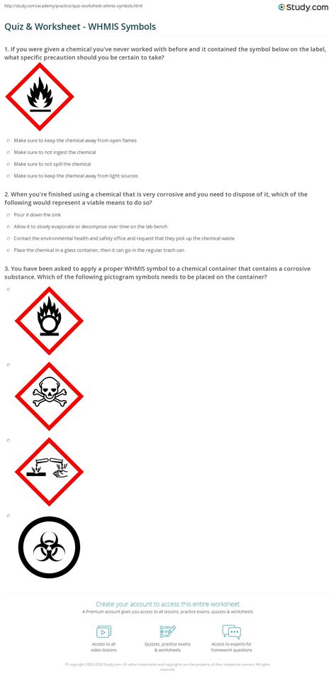 Quiz And Worksheet Whmis Symbols