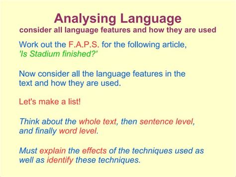 Reading Questions Analysing Language Yr11 Ppt