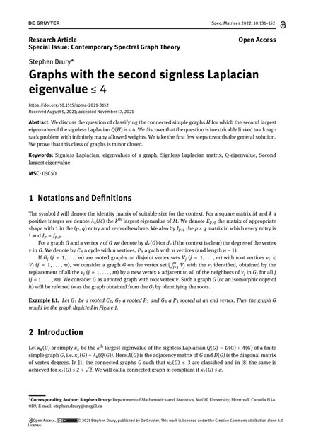 Pdf Graphs With The Second Signless Laplacian Eigenvalue ≤ 4